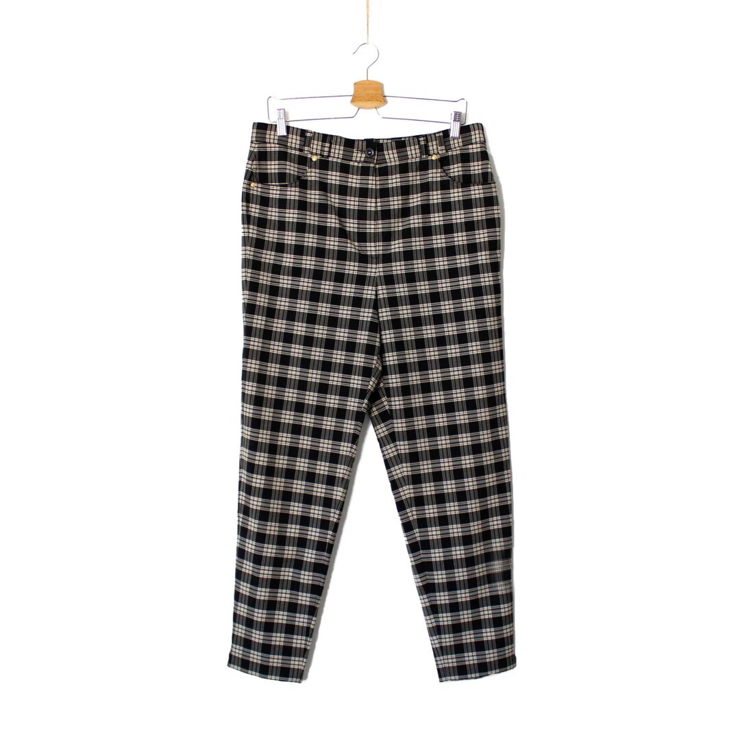 Vintage Tartan Wool Blend Pants: 90s Plaid Peg Leg Trousers (L-XL) - Etsy