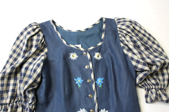 Vintage Dirndl Dress, Linen German Alpine Folk Dress … - Gem