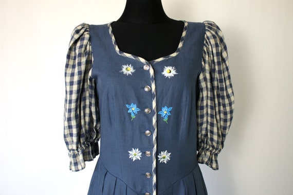 Vintage Dirndl Dress, Linen German Alpine Folk Dress … - Gem