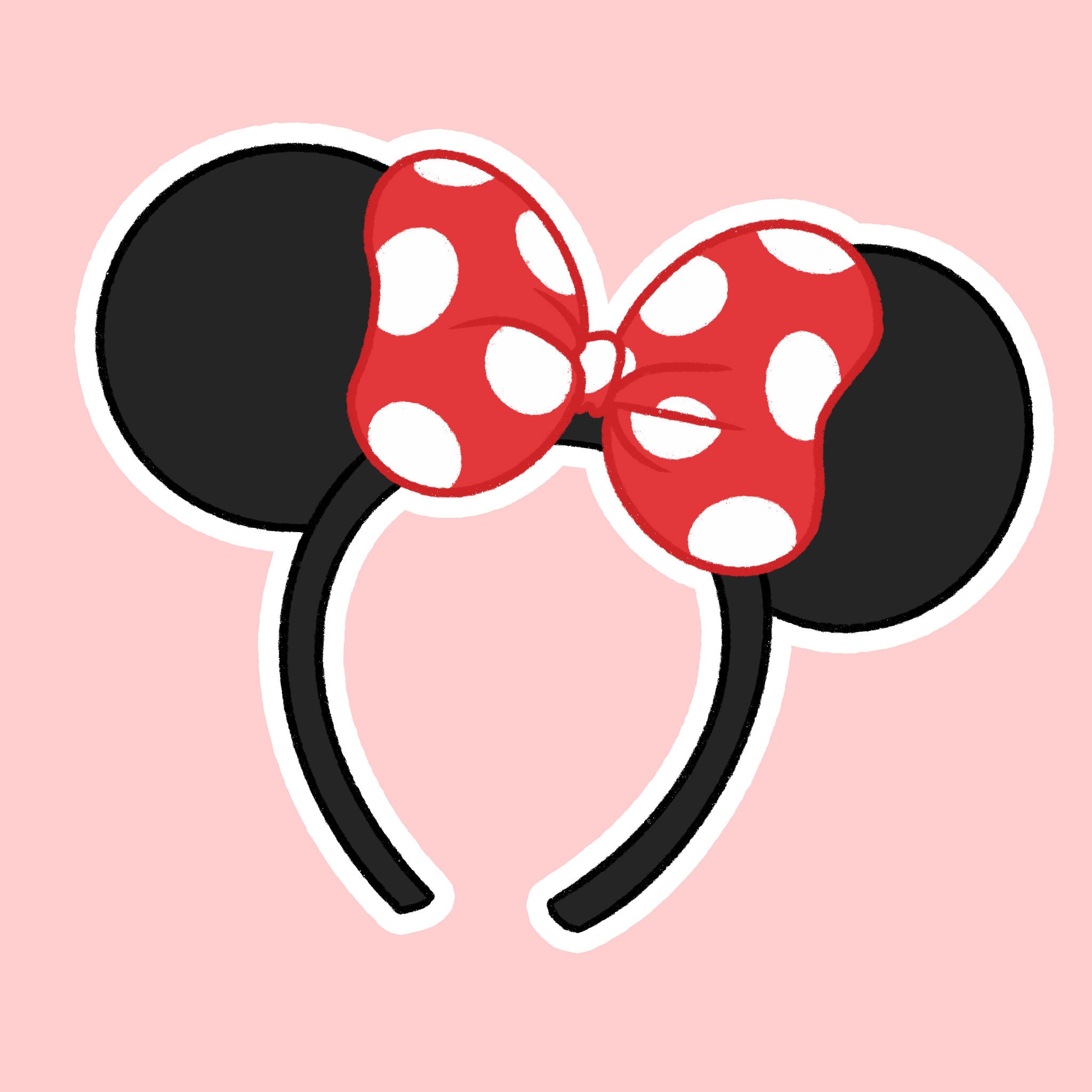 Minnie Mouse Headband Ears Classic Red & Black Vinyl Stickers | Etsy