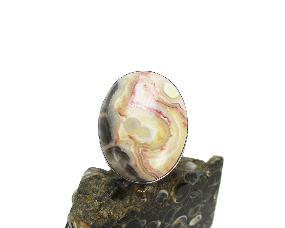 Huge Crazy Lace Agate Ring in Sterling Silver - Large Stone Ring - US ...