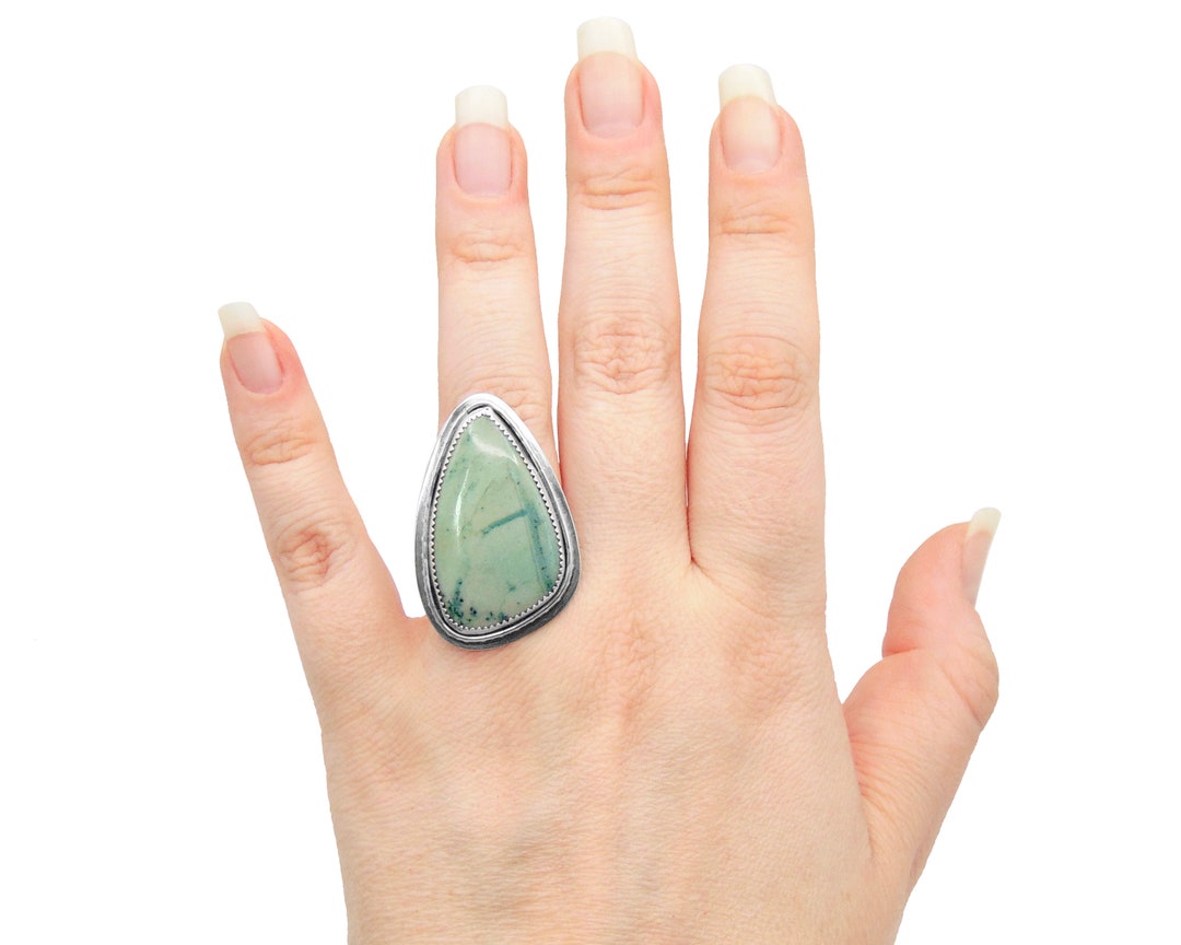 Larsonite Ring in Sterling Silver Large Imperial Jasper Ring in US Size ...