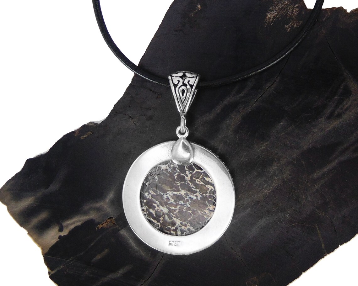 Dinosaur Bone Necklace in Sterling Silver Black White Gray - Etsy