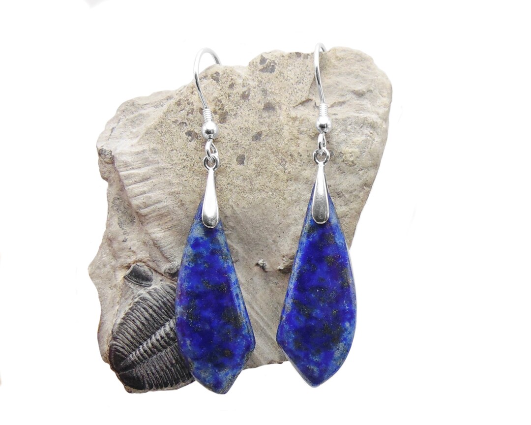 Lapis Earrings in Sterling Silver Natural Lapis Lazuli Dangle Earrings ...