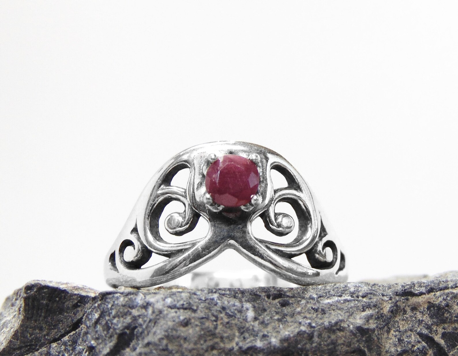 Ruby Ring in Sterling Silver Natural Ruby in Filigree - Etsy