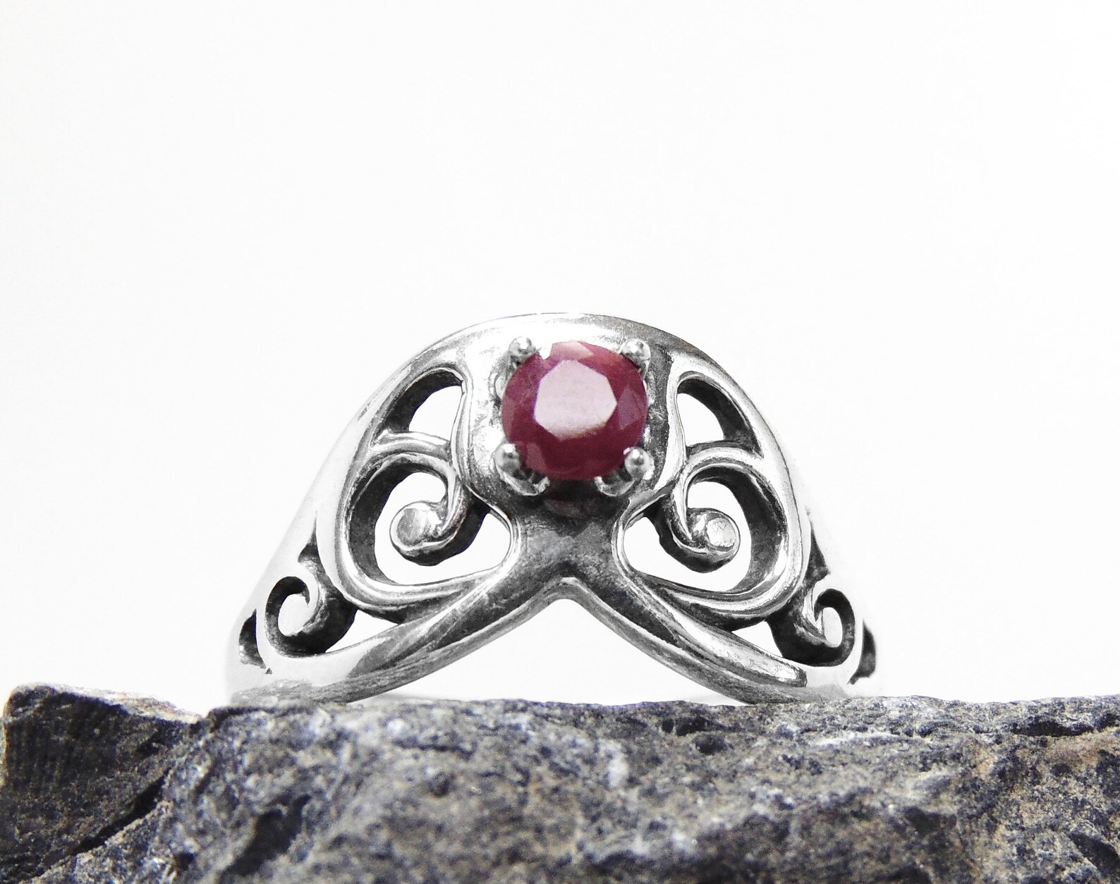 Ruby Ring in Sterling Silver Natural Ruby in Filigree | Etsy