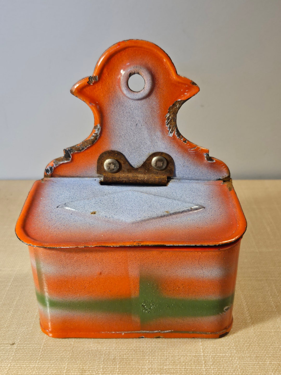 Vintage Enamel Match Holder - Etsy