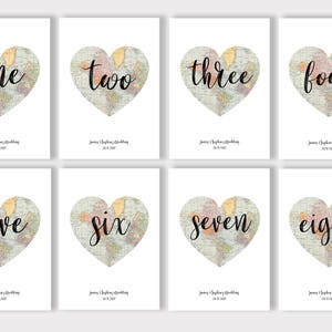 Heart World Map Table Numbers - Etsy