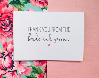 Simplistic Thank You Wedding Cards From the Bride and Groom - Etsy