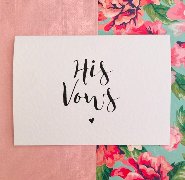 His and Her Vow Card Set/ Wedding Personalsied Vows/reading | Etsy UK