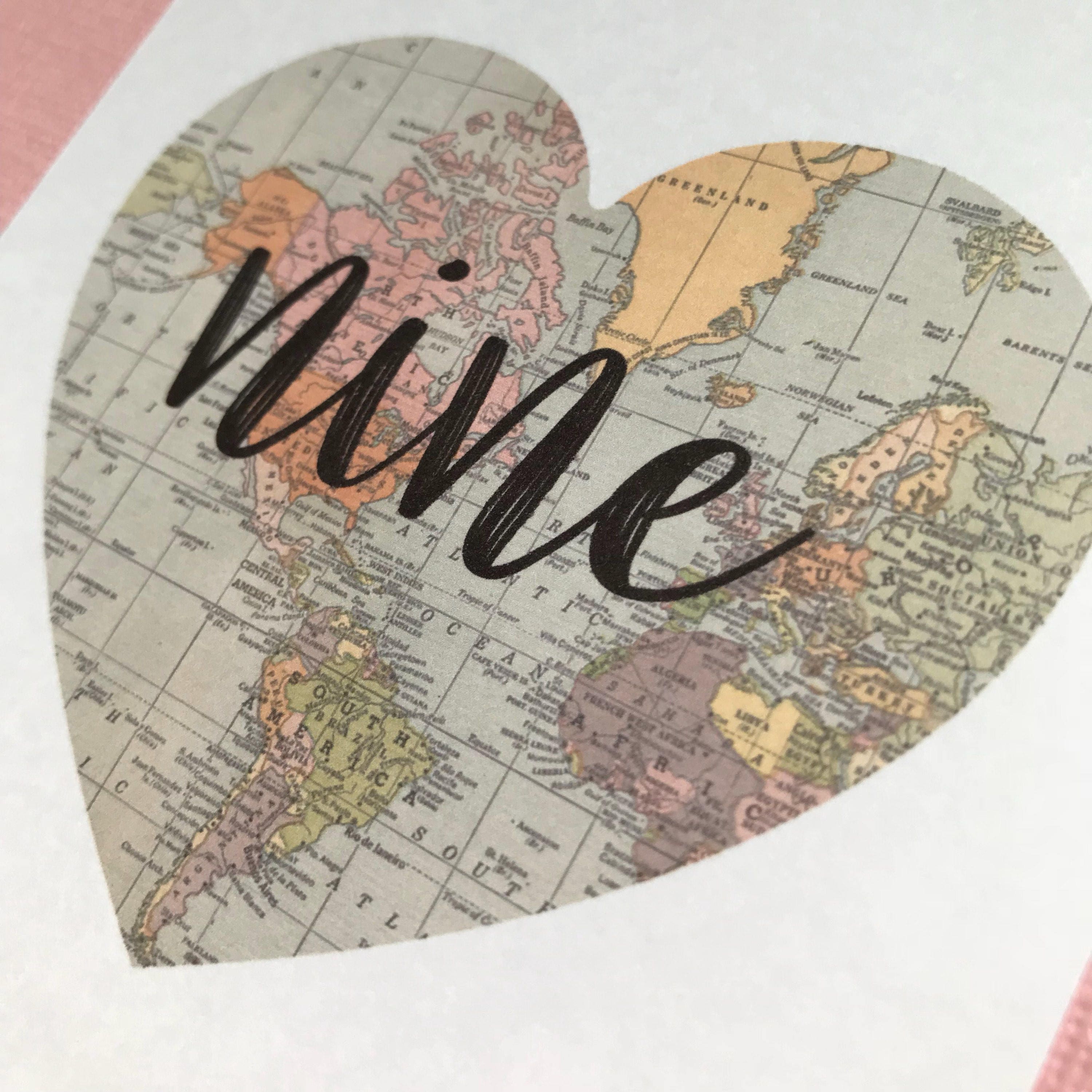Heart World Map Table Numbers - Etsy