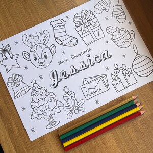 PRINTABLE Christmas Colouring Personalised Name Placemat/ Christmas ...