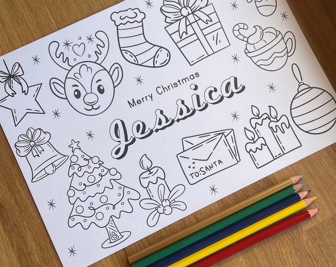 Printable Kids Christmas Colouring Page Christmas Placemat Instant ...