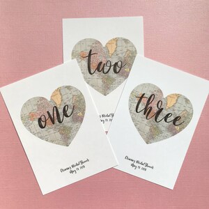 Heart World Map Table Numbers - Etsy