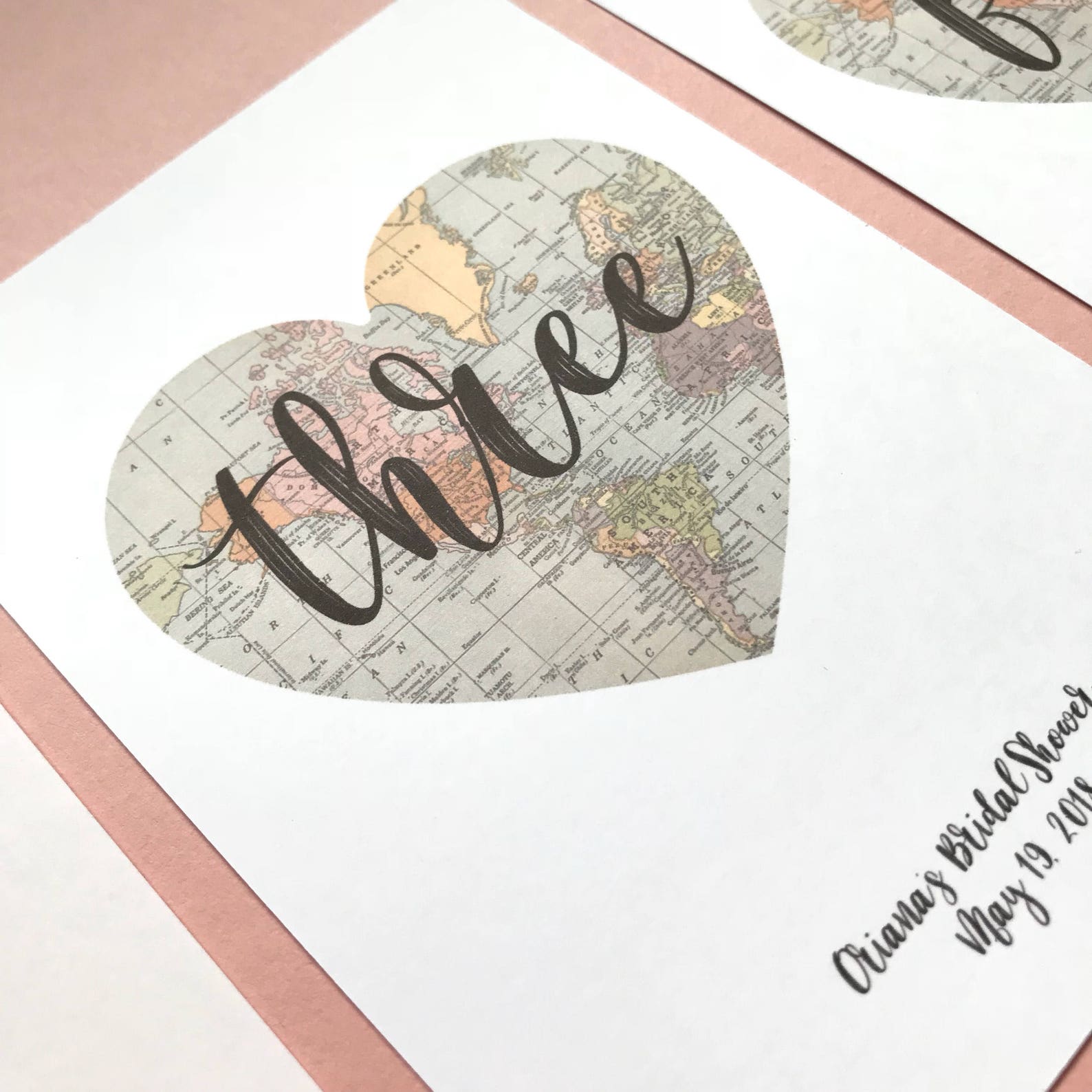 Heart World Map Table Numbers - Etsy