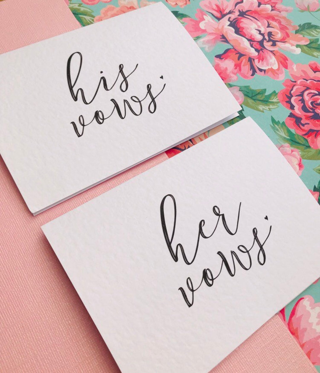 His and Her Wedding Vow Cards/wedding Reading/personalised Vows - Etsy