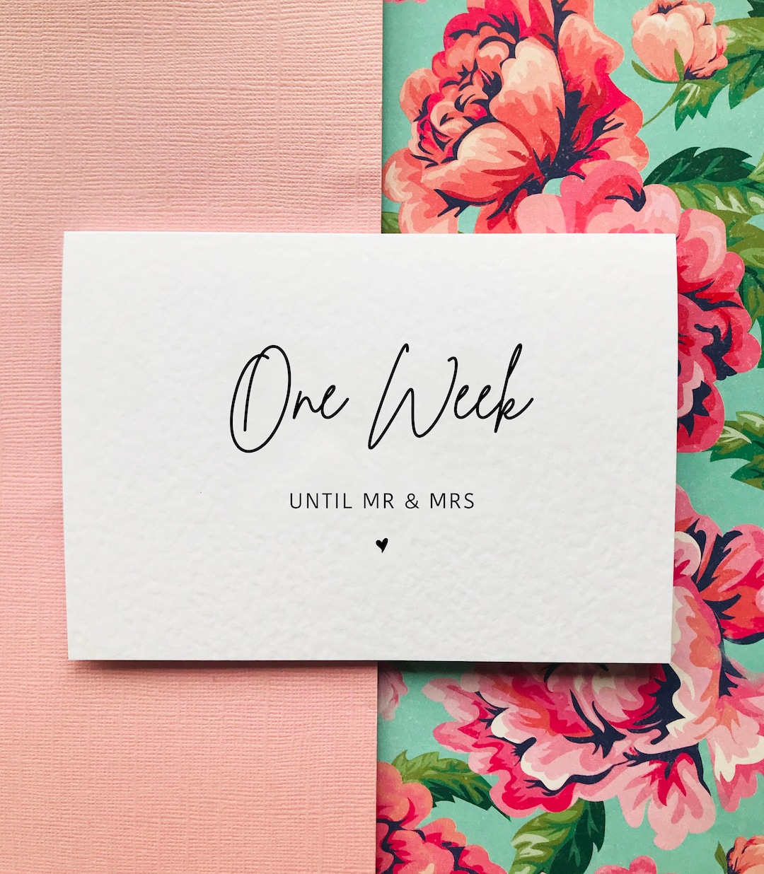 One Week Until Mr and Mrs Wedding Countdown Card/mr & Mrs Tobe/fiancé ...