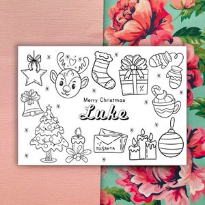 PRINTABLE Christmas Colouring Personalised Name Placemat/ - Etsy