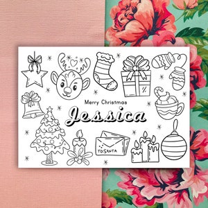 PRINTABLE Christmas Colouring Personalised Name Placemat/ - Etsy