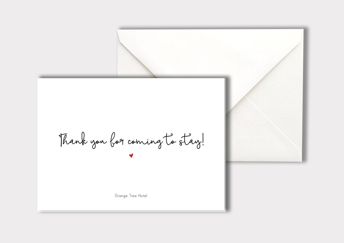 Hotel/B&B Personalised Thank you for Coming/Visiting card | Etsy