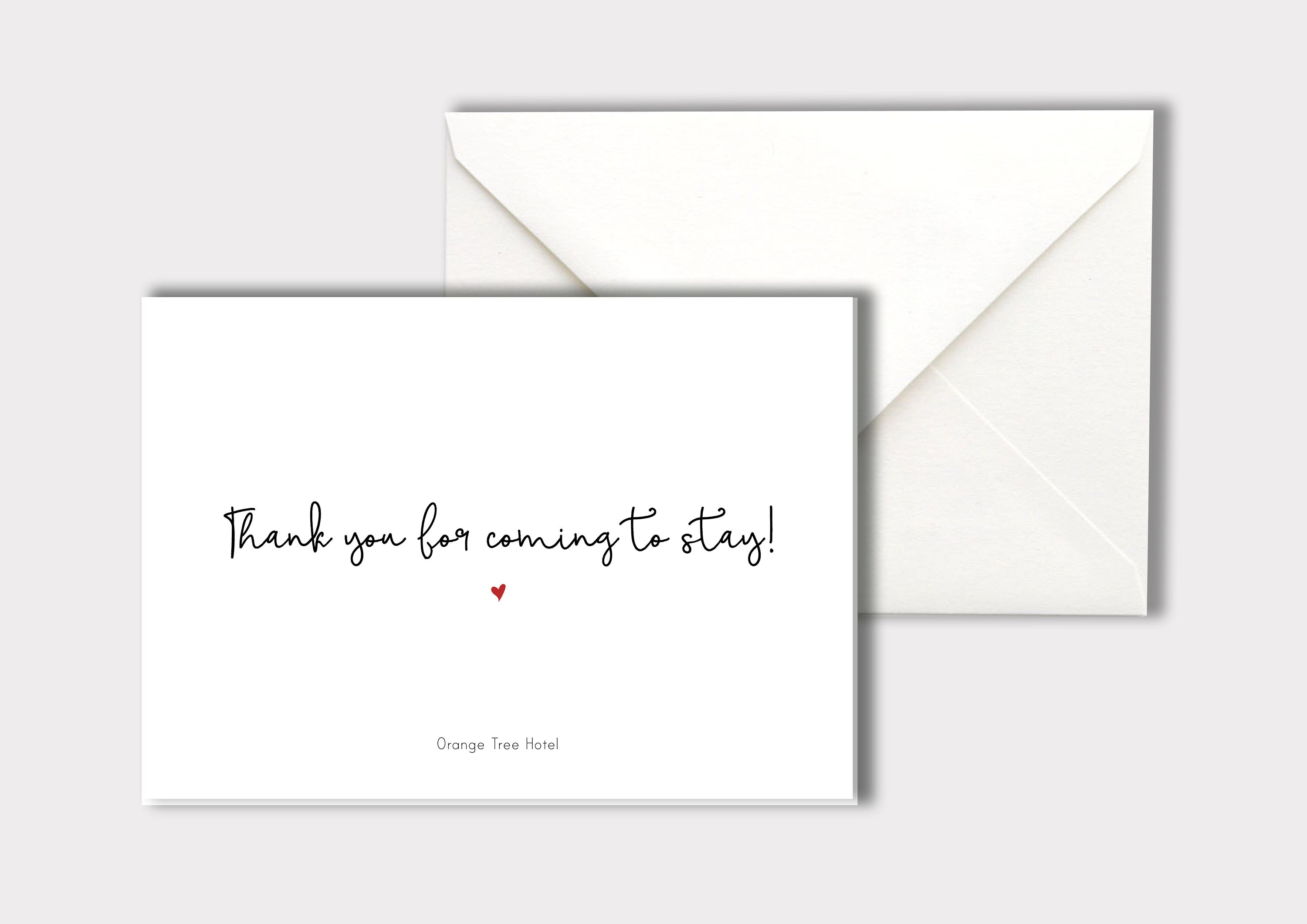 Hotel/b&b Personalised Thank You for Coming/visiting Card - Etsy UK