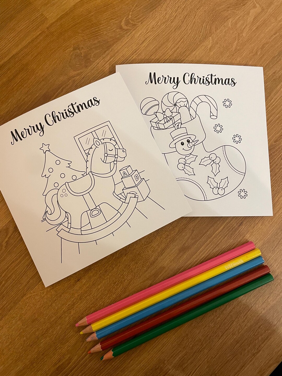 Christmas Colouring Cards/christmas Activity/personalised - Etsy