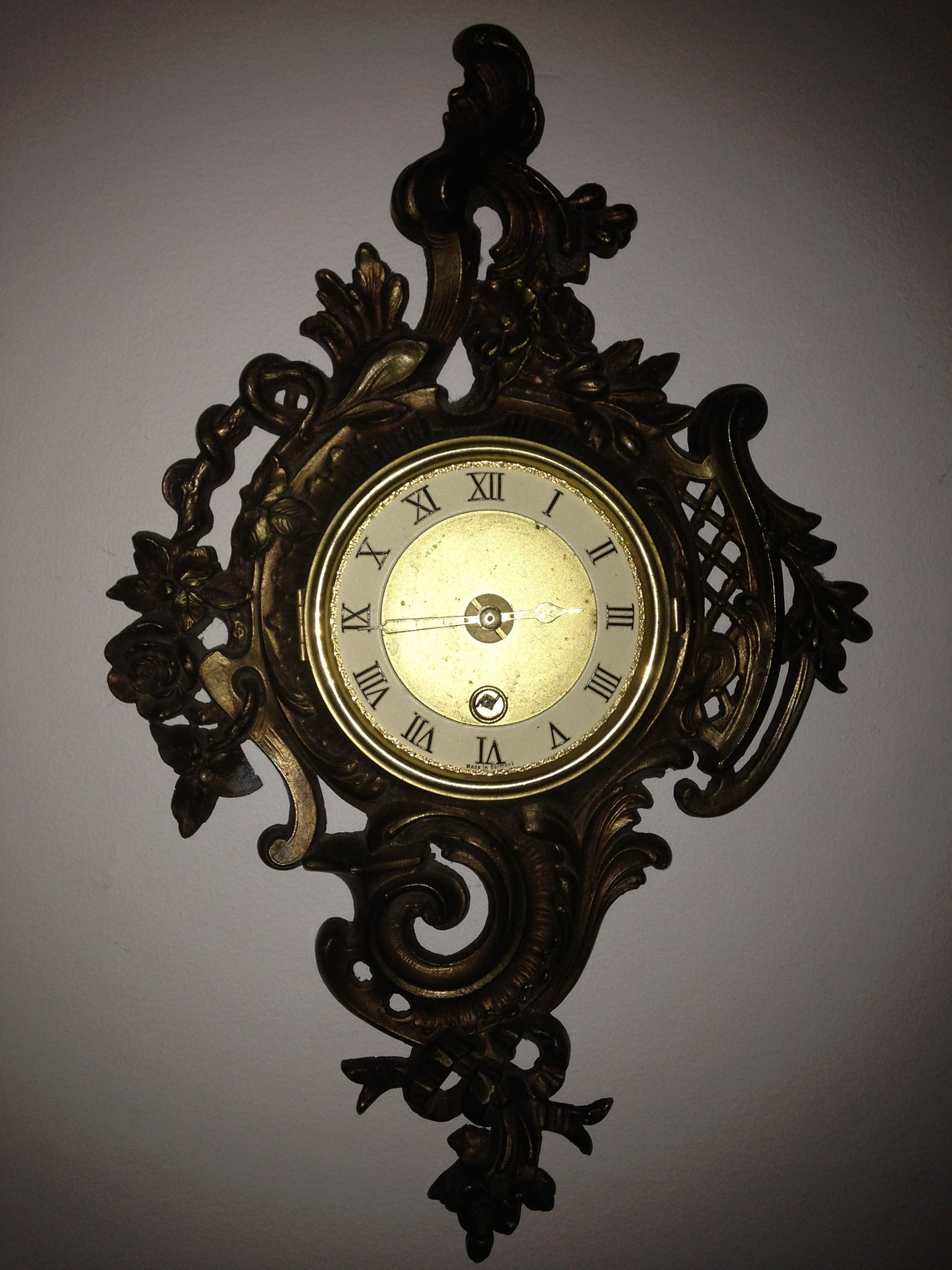 Rococo Wall Clock - Cast Metal - Brass Finish - Germany - Etsy