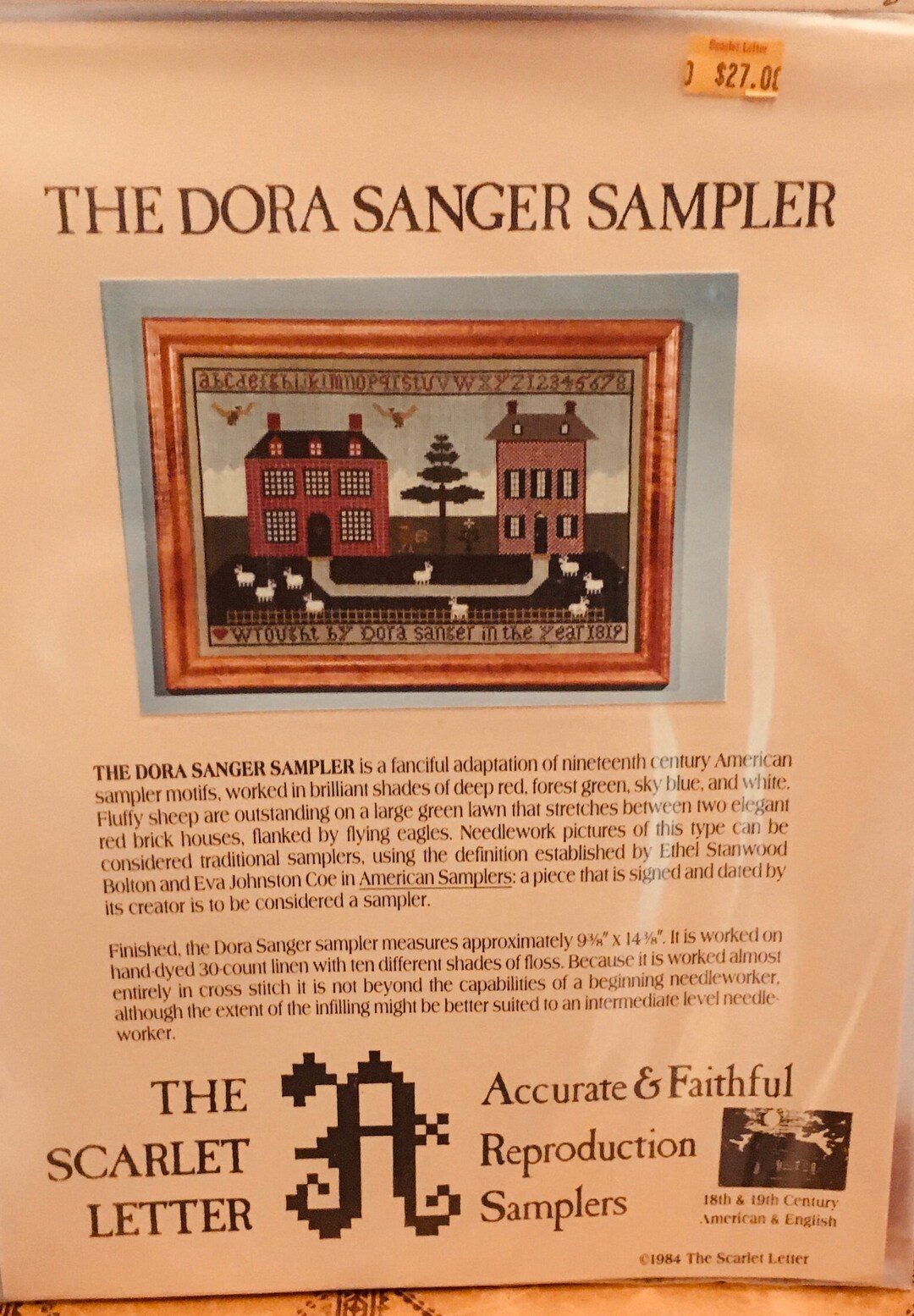 Counted Cross Stitch Sampler Kit- by the Scarlet Letter 1984 the Dora ...