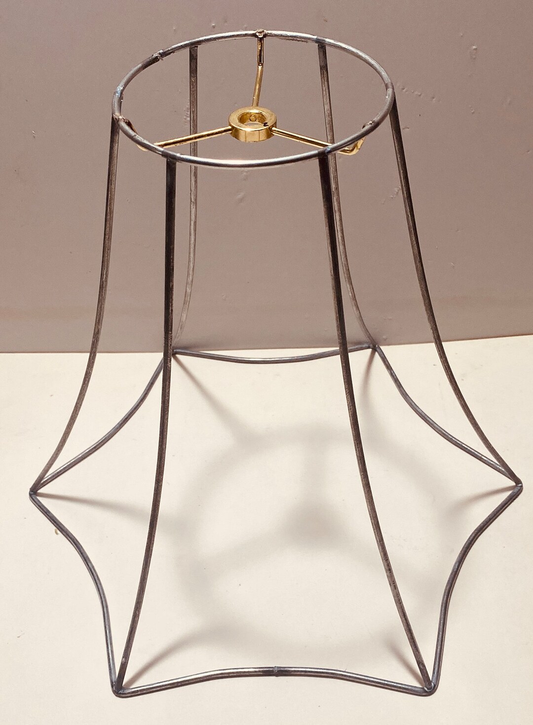 Small Vintage Metal Scallop Lamp Shade Frame Lighting DIY Shade Naked ...