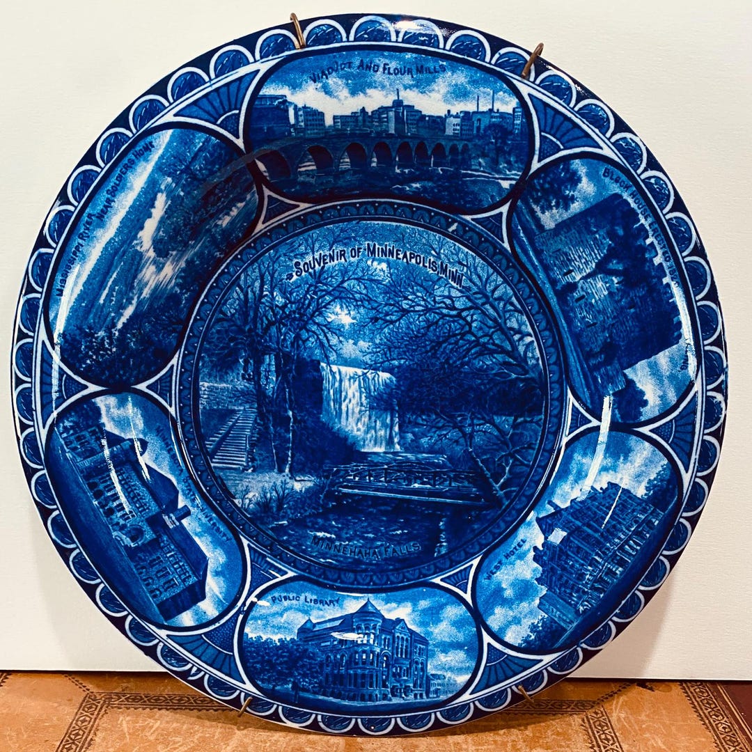 Flow Blue Plate - Minnehaha Falls - Rowland & Marcellus - England ...