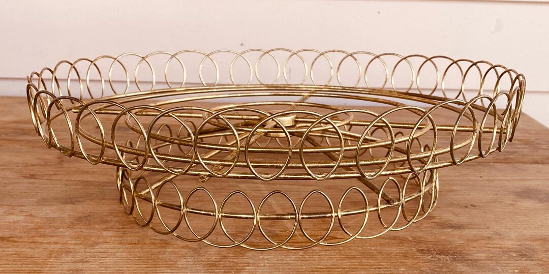 Revolving Wire Cake Stand - Lazy Susan - Gold Tone Platted Wire - Home ...