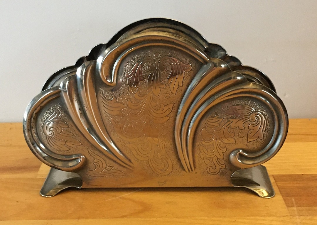 Vintage Silver Plated Letter Rack Desk Accessory Note Rack Paper Napkin ...
