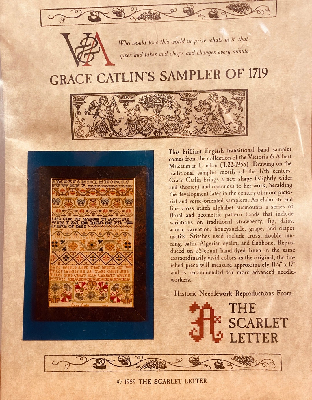 Counted Cross Stitch Sampler Kit- by the Scarlet Letter 1989 the Grace ...