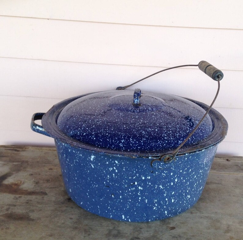 Vintage Granite Pail Enamelware Canning Pot Colbalt Blue - Etsy