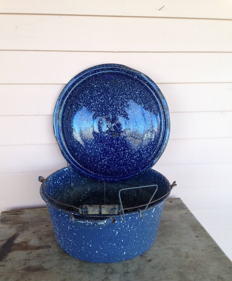 Vintage Granite Pail Enamelware Canning Pot Colbalt Blue | Etsy