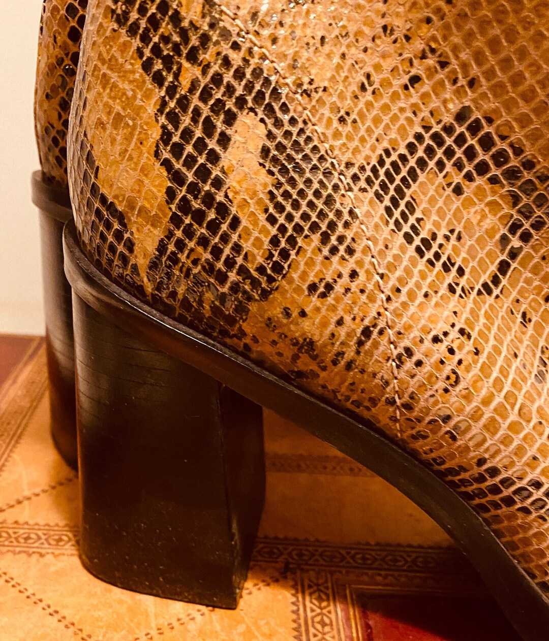 Vintage Leather Snake Skin Ankle Boots Size 8 1/2 M Made in Brazil ...