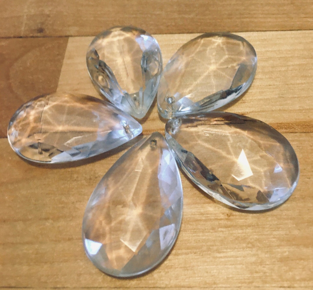 Sparkly Glass Prisms - Lot of 5 - Tear Drop Prism - Vintage Salvage ...