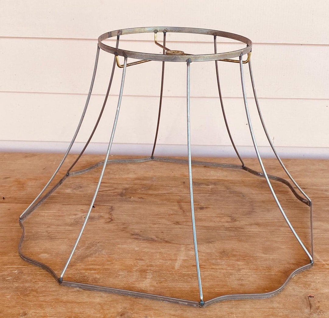 Large Vintage Metal Scallop Lamp Shade Frame - Lighting - DIY Shade ...