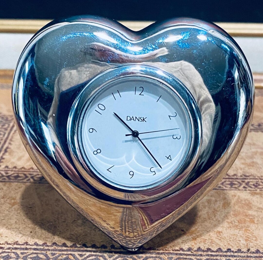 Vintage Dansk Heart Shape Clock - Nickel Platted Clock - MCM - Etsy