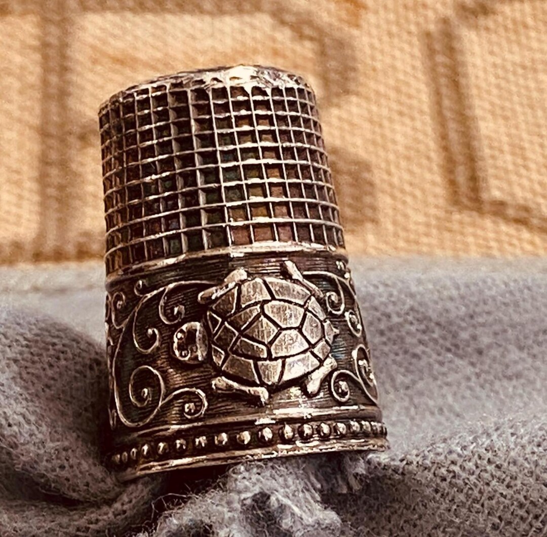Silver Thimble - Vintage - Turtle Design - Gift for Mom - Quilting ...