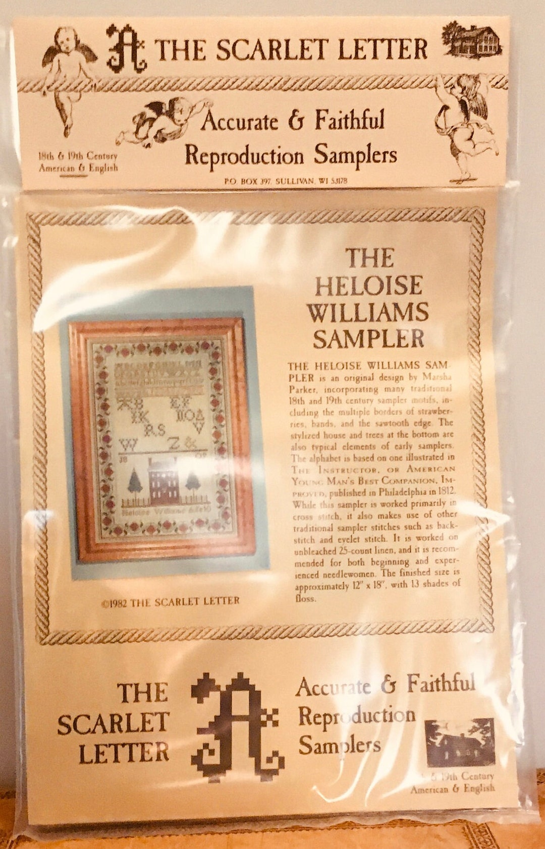 Counted Cross Stitch Sampler Kit- by the Scarlet Letter 1982 the ...