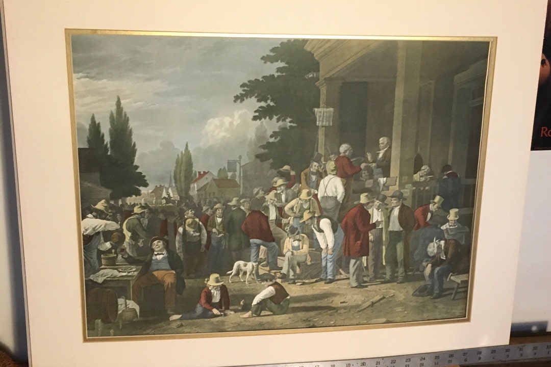 Large - Colored - the County Election - Print - John Sartain - Vintage ...