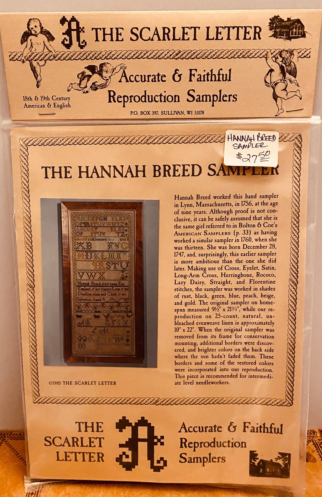 Counted Cross Stitch Sampler Kit- by the Scarlet Letter 1985- the ...