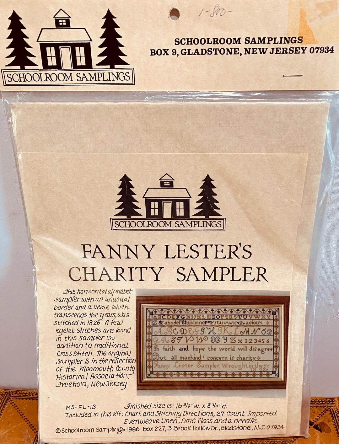 Sampler Kit Counted Cross Stitch Sampler Kit- by - Schoolroom Samplings ...