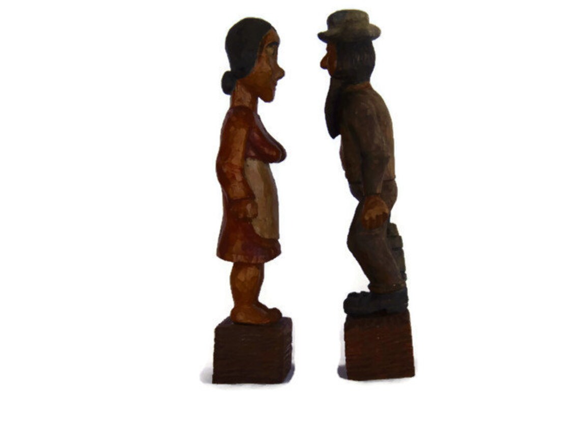 Hand Carved Folk Art Primitive Man and Woman Country Folk - Etsy