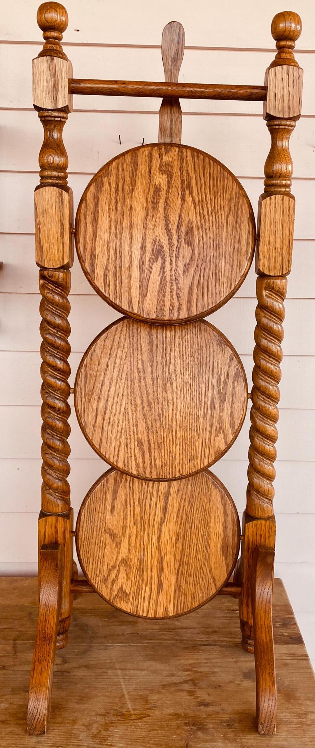 Barley Twist - Vintage Folding 3 Tier Cake - Pie Stand - Display Stand ...