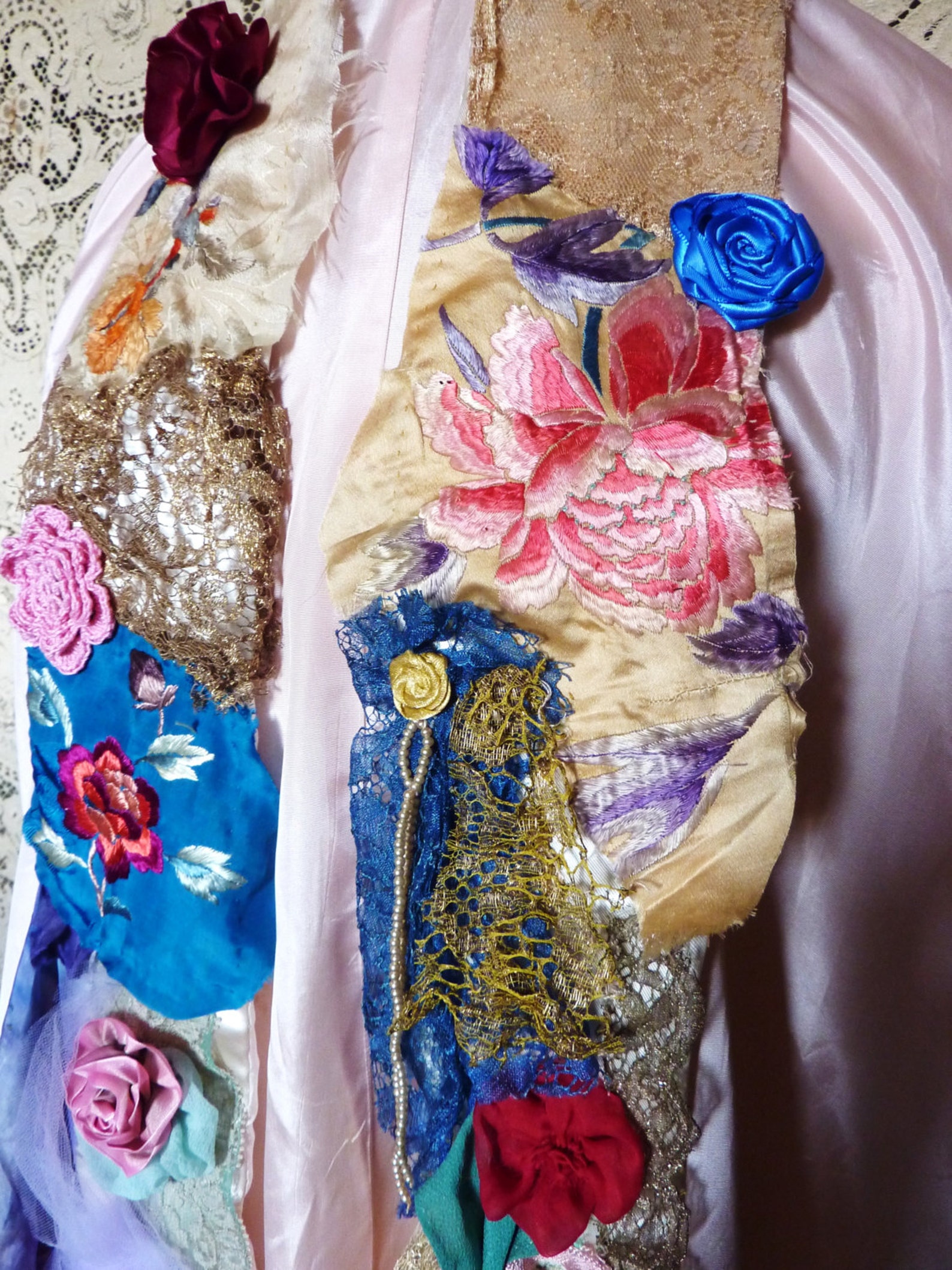 Art to Wear Baroque Fantasy Scarf Vintage Gold Lace - Etsy