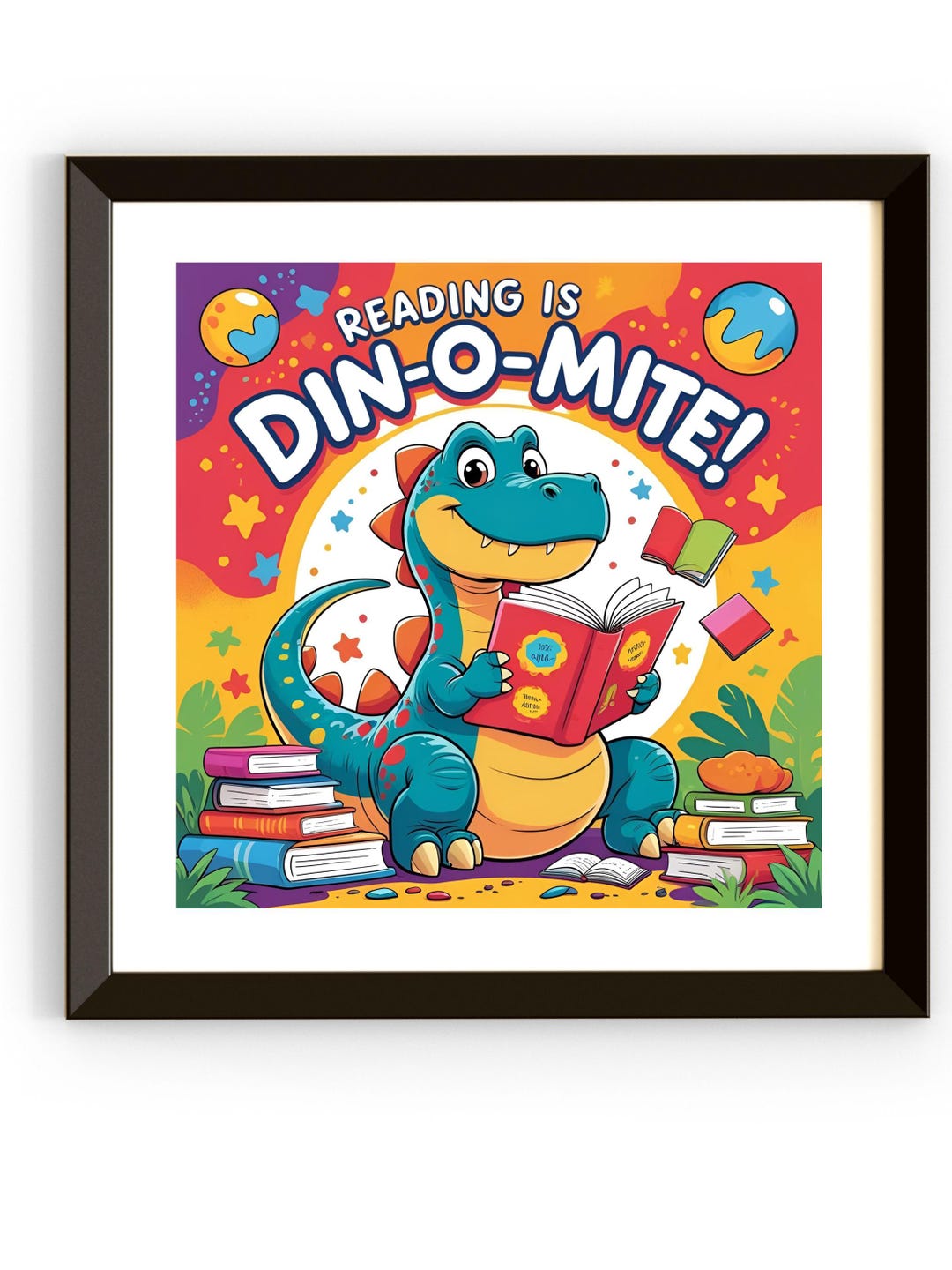 Reading is Din-0-mite, Reading, Children, Dinosaur, Wall Hanging ...