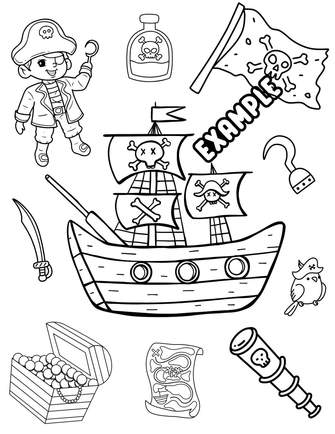Pirate, Coloring Page, Printable, Digital File, Preschool, Pre-k ...