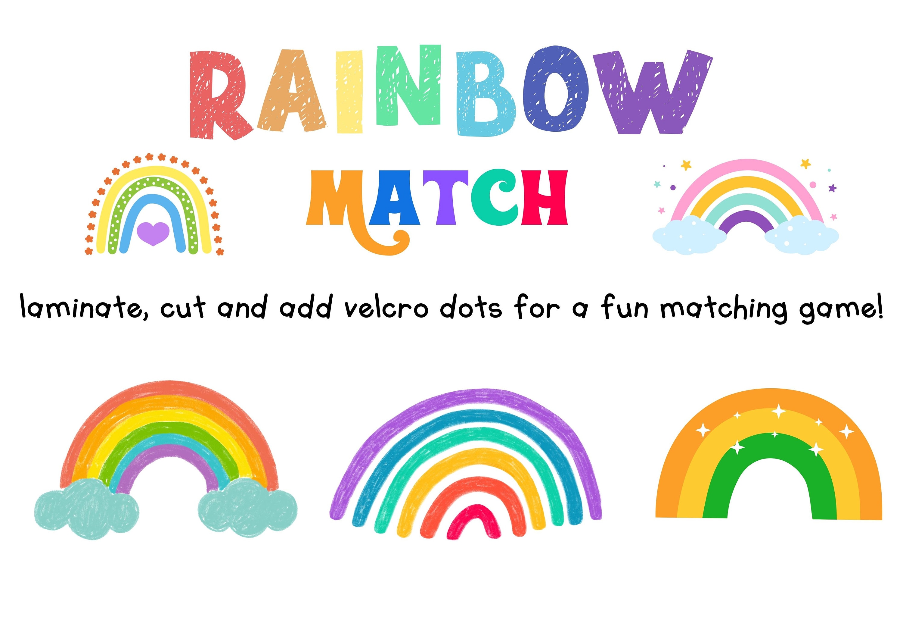 Rainbow Matching Game for Preschoolers (digital Download) - Etsy
